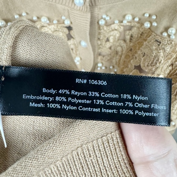 Boston Proper | Sweaters | Boston Proper Pearl And Lace Embellished ...